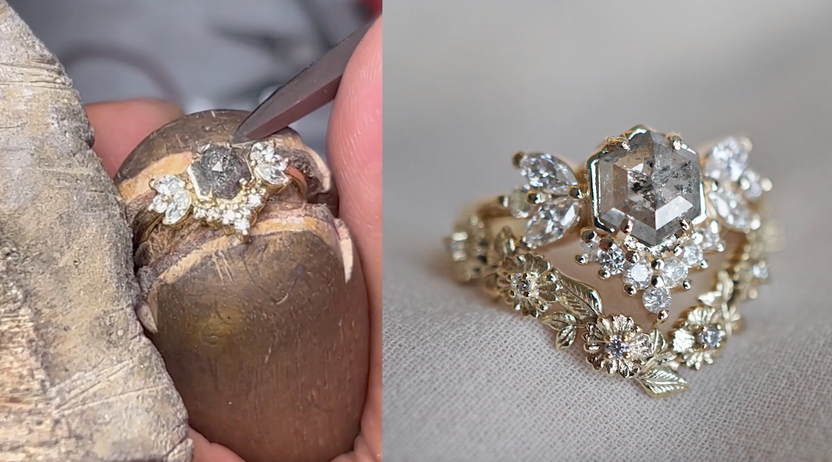 Frozen Moonstone Diamond Ring in 14K and 18K Gold – Tippy Taste Jewelry