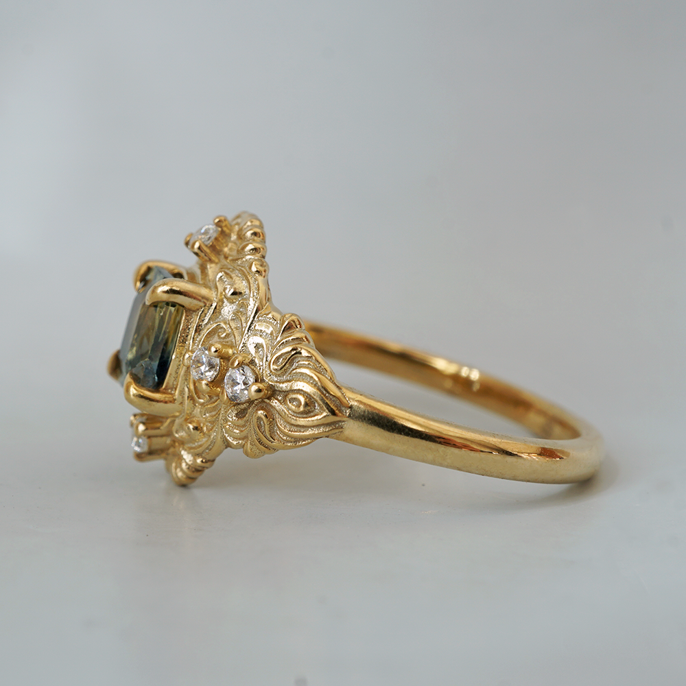 One Of A Kind: Bi-Color Sapphire Twilight Diamond Ring in 14K and 18K