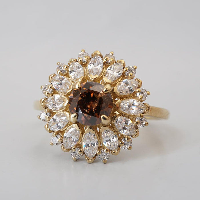 Limited Edition: Dandelion Champagne Diamond Ring in 14K and 18K Gold ...