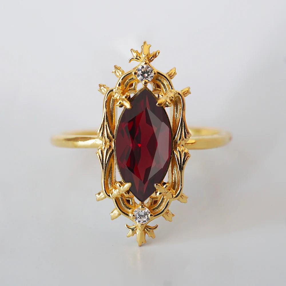 Gothic Marquise Garnet Ring in 14K and 18K Gold – Tippy Taste Jewelry