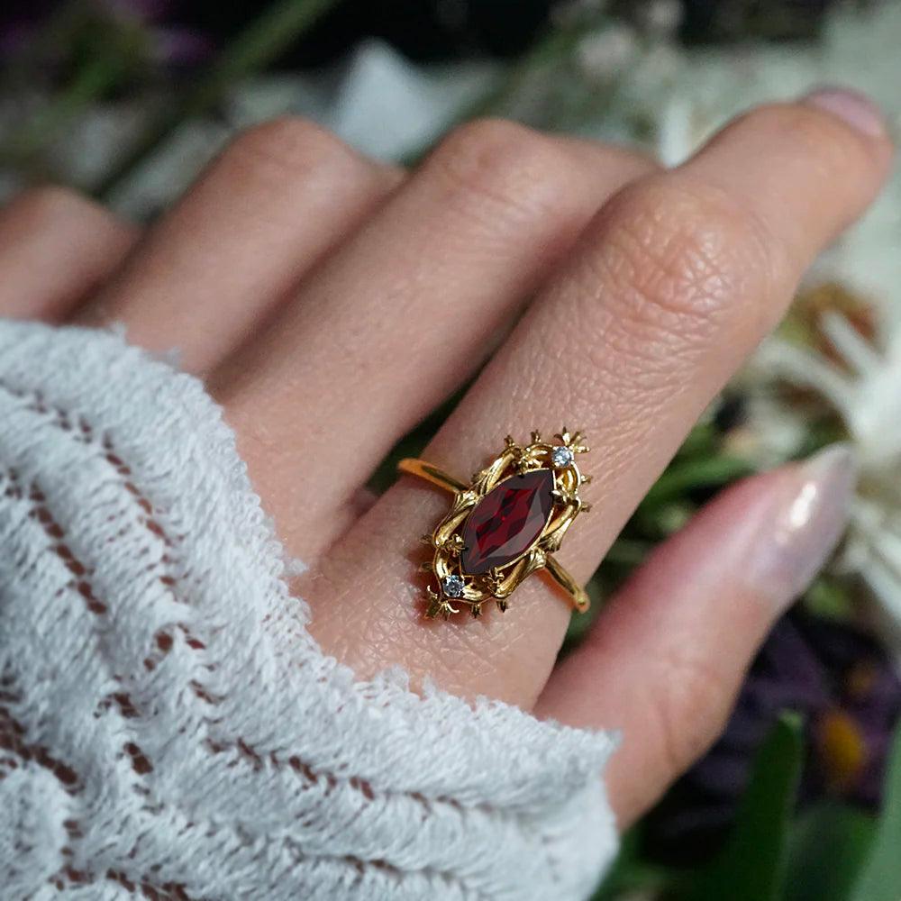 Gothic Marquise Garnet Ring in 14K and 18K Gold – Tippy Taste Jewelry