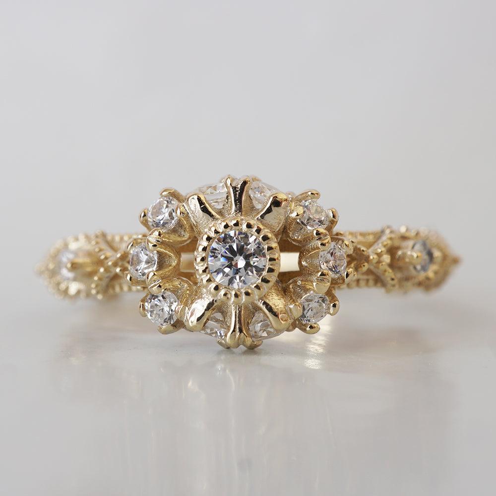 14K Gold Stella Diamond Ring – Natural Diamond Celestial-Inspired Ring ...