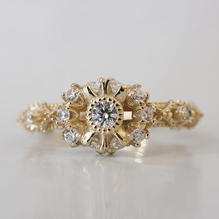 14K Gold Stella Diamond Ring – Natural Diamond Celestial-Inspired Ring ...