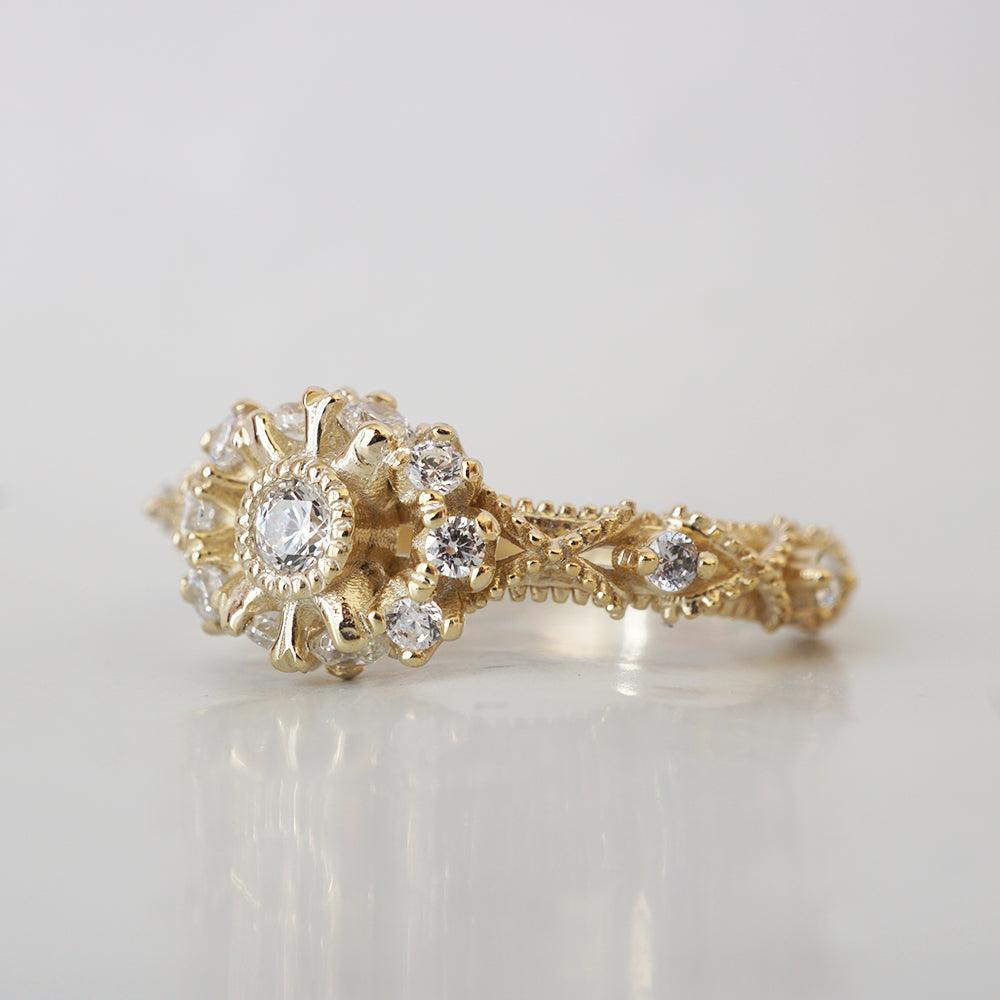 14K Gold Stella Diamond Ring – Natural Diamond Celestial-Inspired Ring ...
