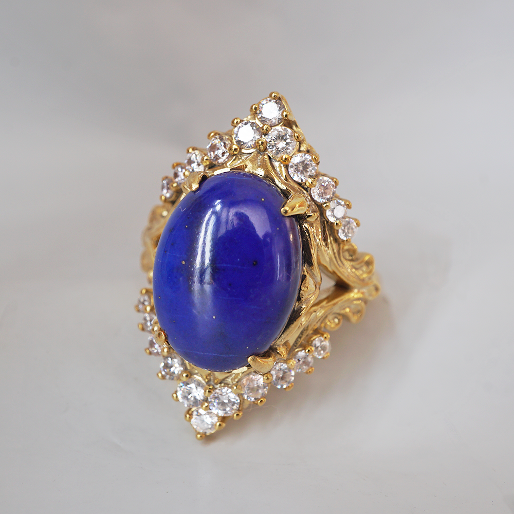 Lapis Lazuli Heavenly Diamond Ring in 14K and 18K Gold