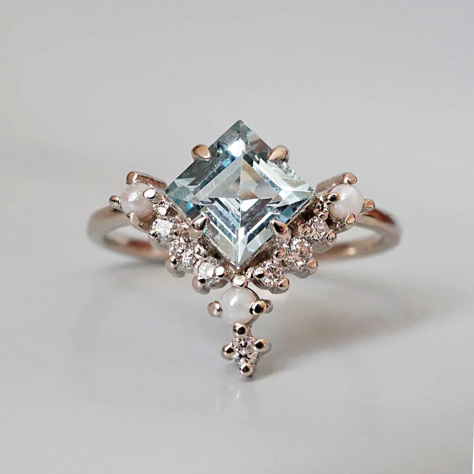 14K Aquamarine Mermaid Pearl Ring – Tippy Taste Jewelry