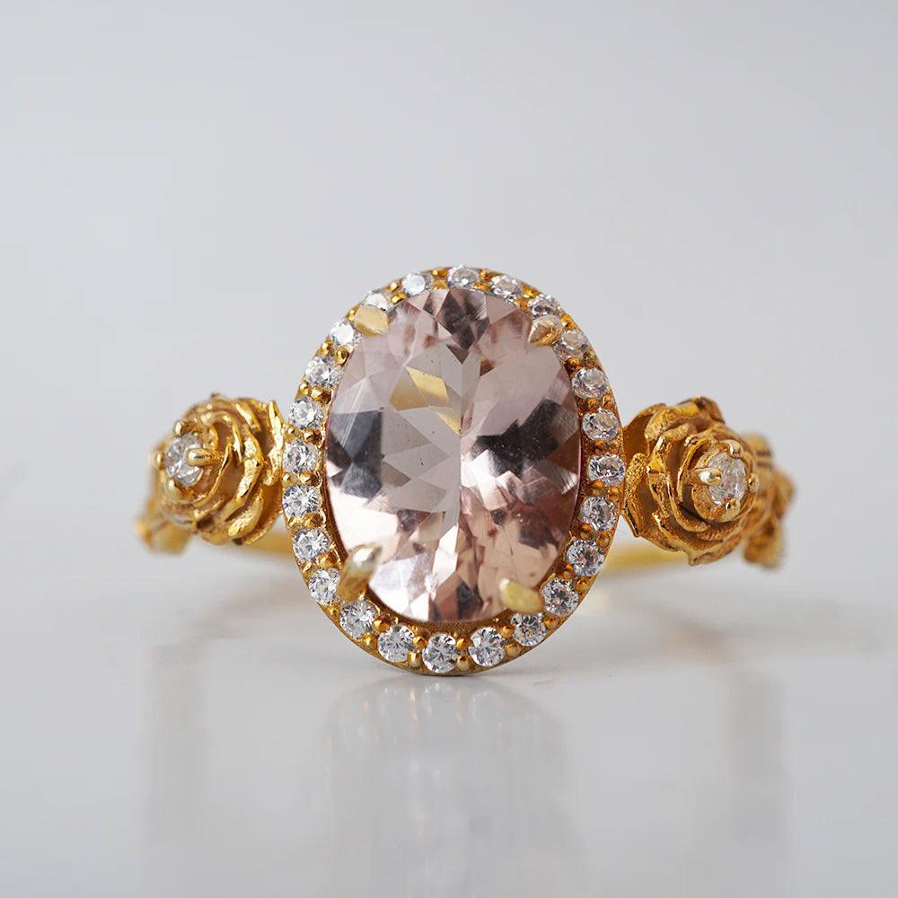 Morganite Rose Diamond Ring in 14K and 18K Gold – Tippy Taste Jewelry