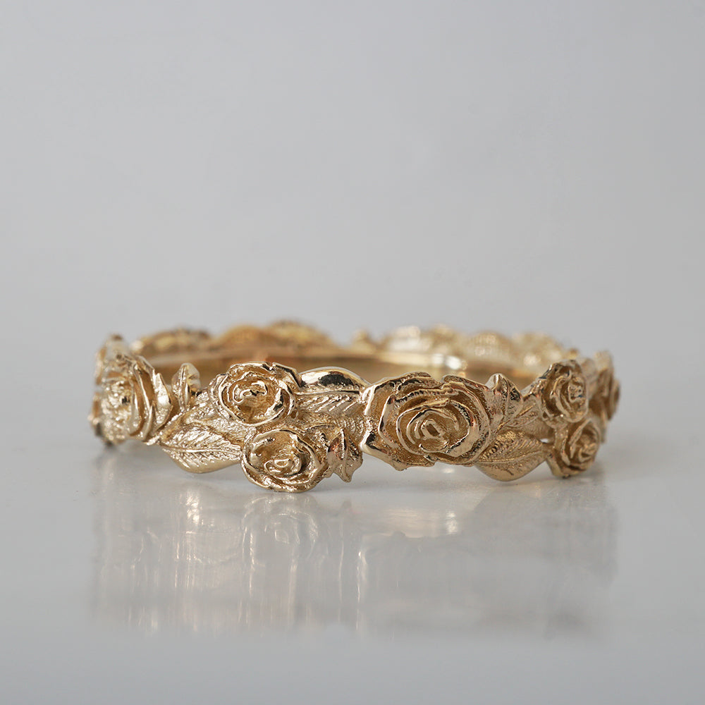 Floral Roses Eternity Band in 14K and 18K Gold – Tippy Taste Jewelry