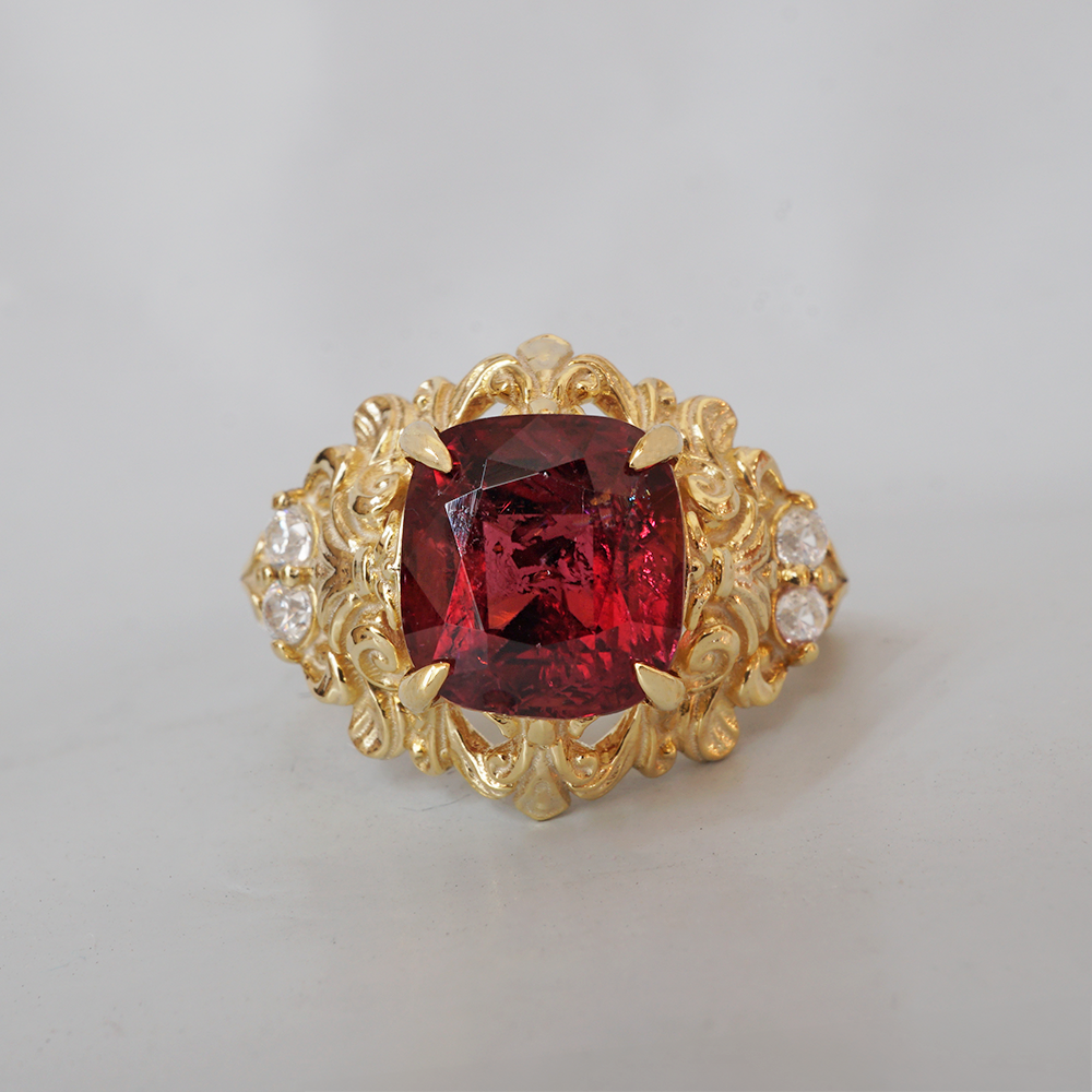 Garnet Scarlet Empress Ring – Vintage-Inspired Garnet & Diamond Ring in ...