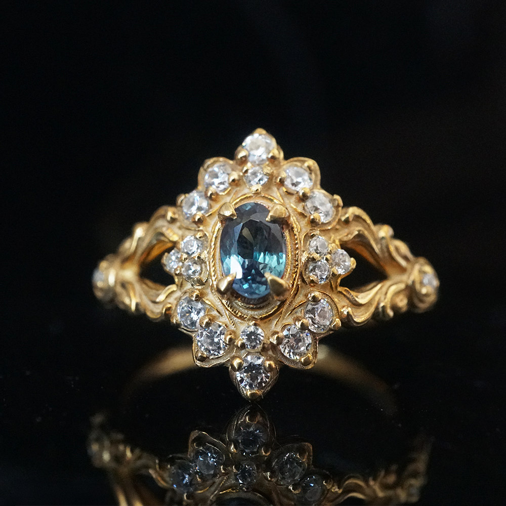 14K and 18K Gold Starry Muse Ring – Alexandrite & Diamond Baroque Ring ...