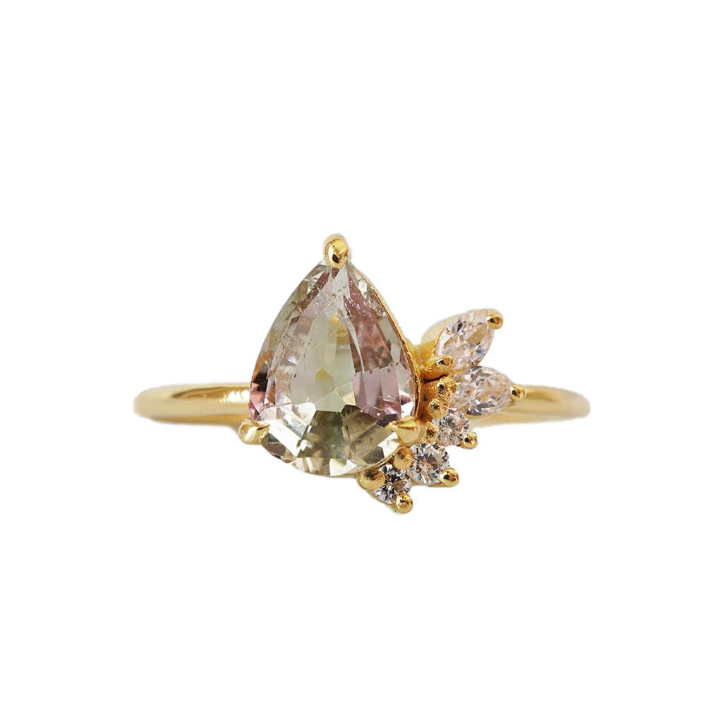 One Of A Kind: Stella Parti Color Tourmaline Ring in 14K Gold