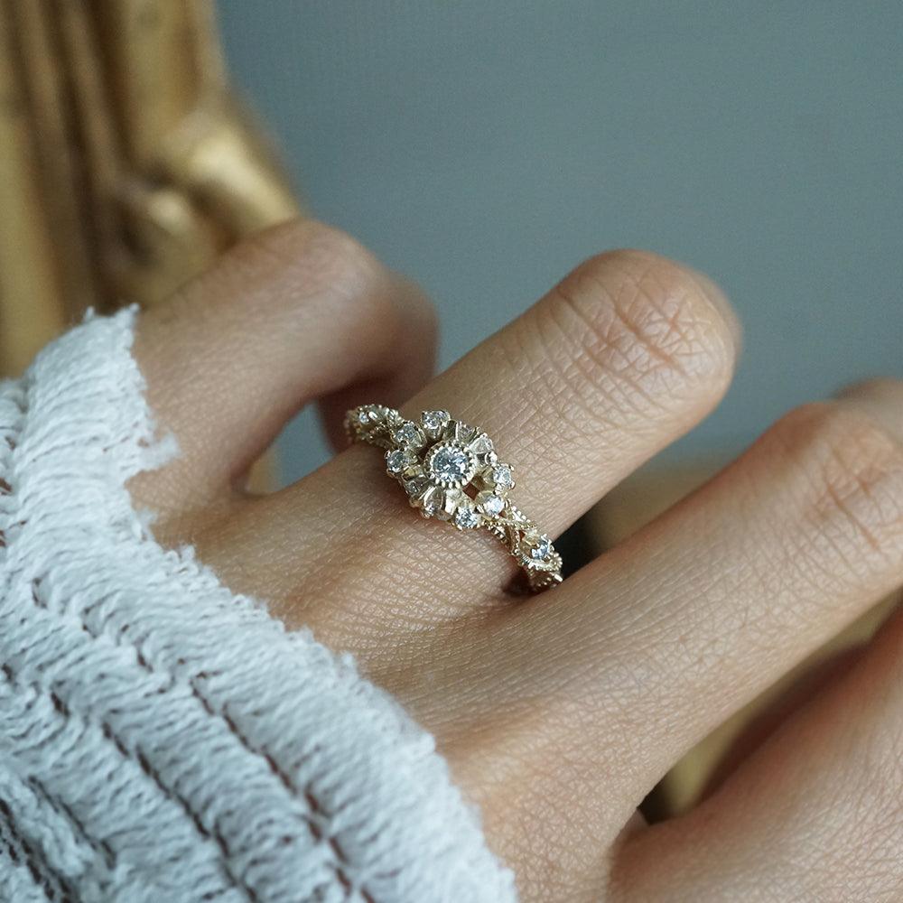 14K Gold Stella Diamond Ring – Natural Diamond Celestial-Inspired Ring ...