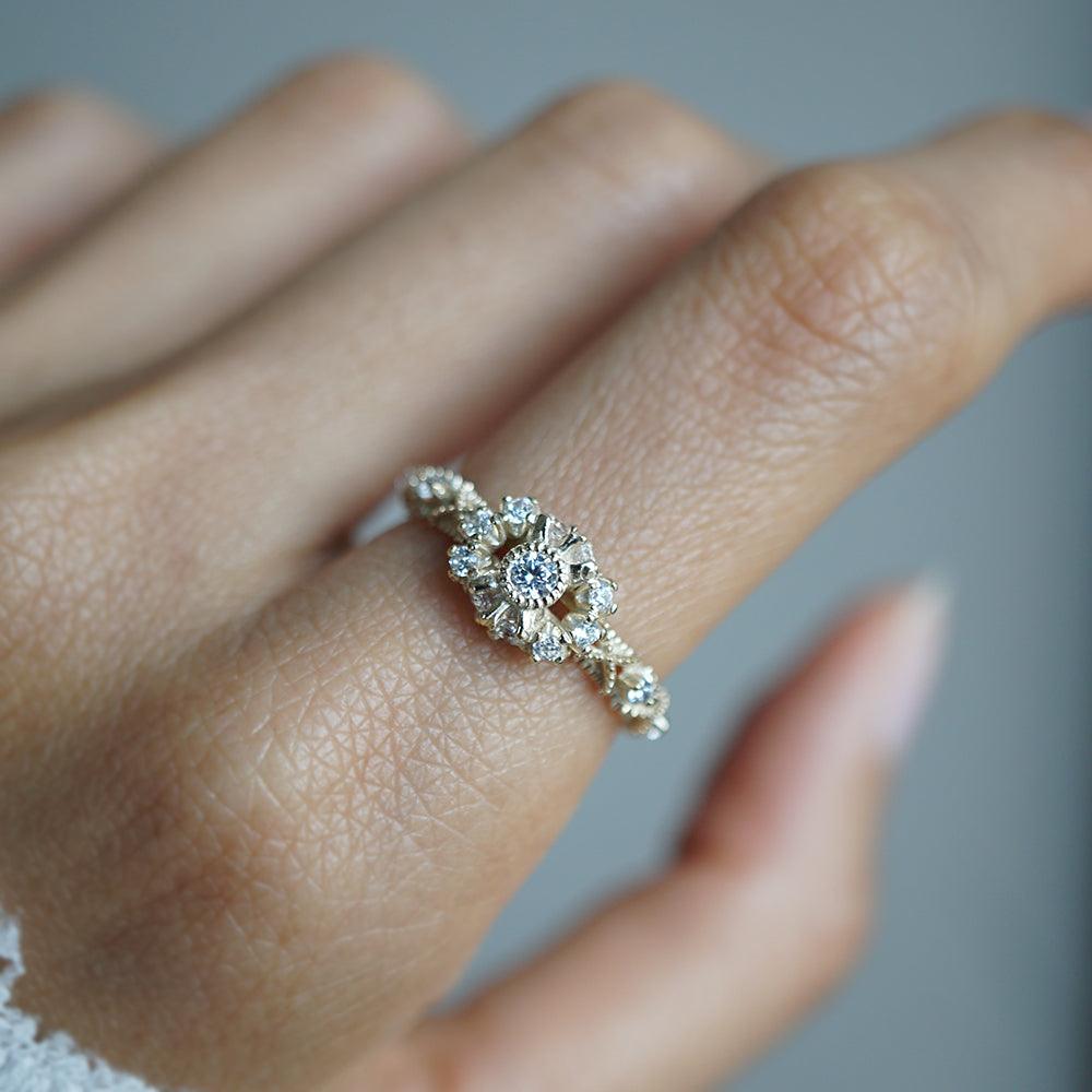 14K Gold Stella Diamond Ring – Natural Diamond Celestial-Inspired Ring ...