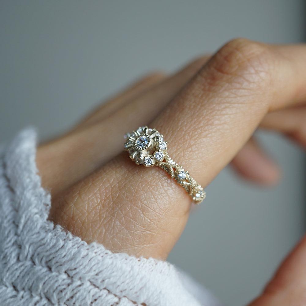 14K Gold Stella Diamond Ring – Natural Diamond Celestial-Inspired Ring ...