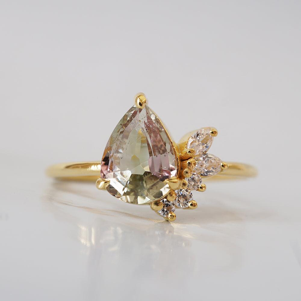 One Of A Kind: Stella Parti Color Tourmaline Ring in 14K Gold