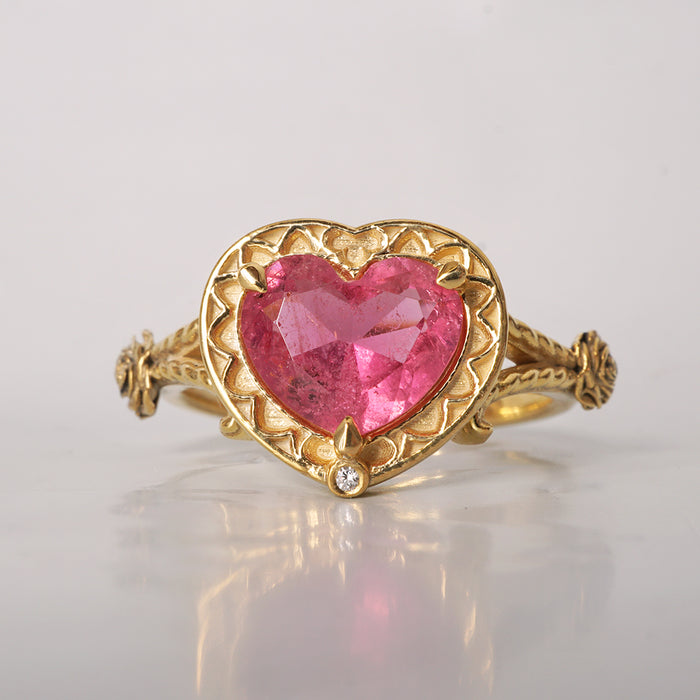 One Of A Kind: Gothic Pink Tourmaline Heart Ring in 14K and 18K Gold ...