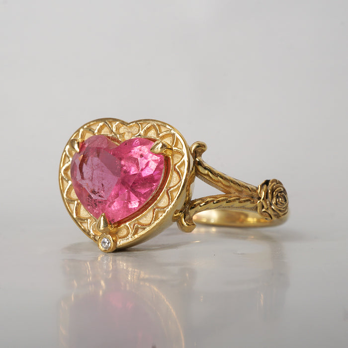 One Of A Kind: Gothic Pink Tourmaline Heart Ring in 14K and 18K Gold ...
