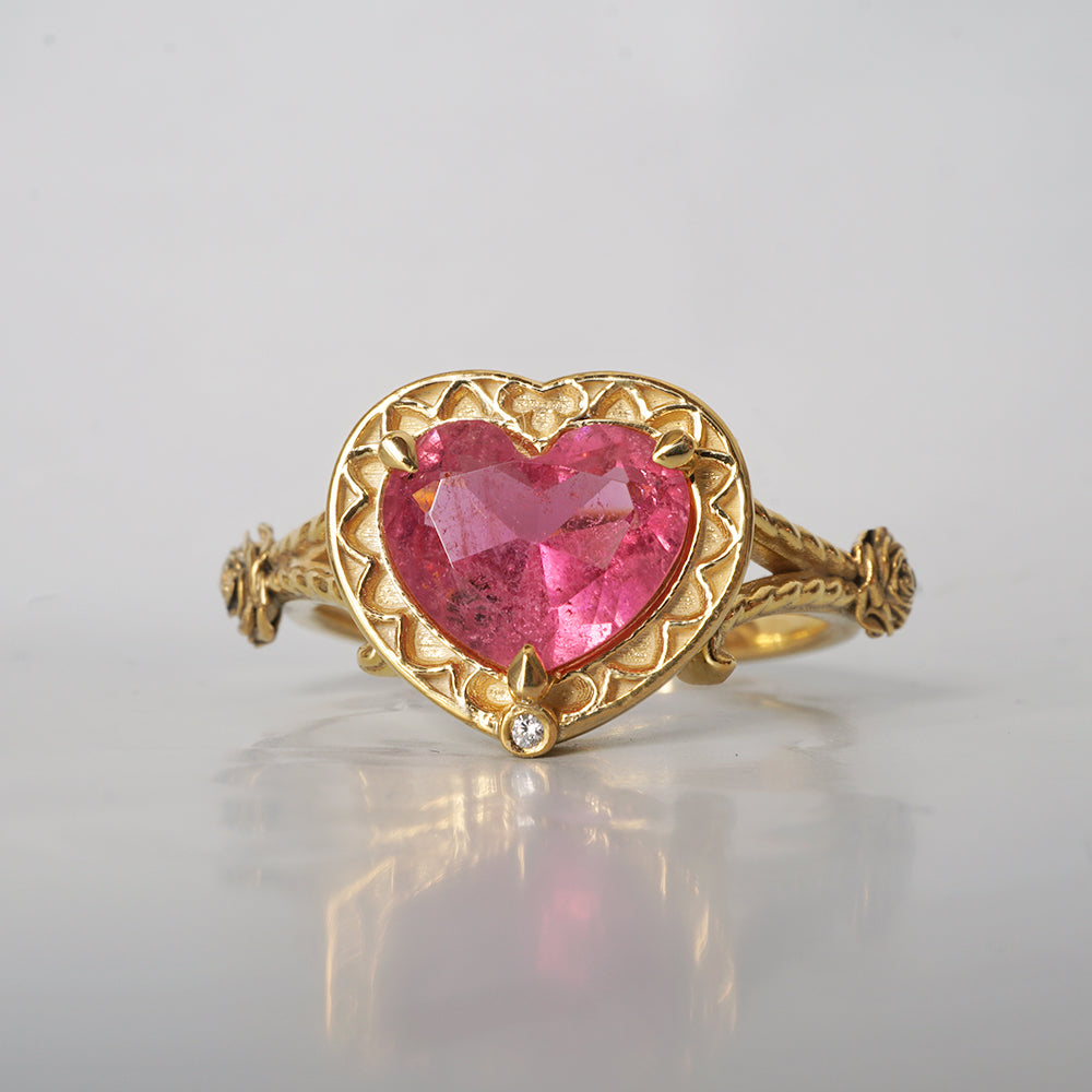 One Of A Kind: Gothic Pink Tourmaline Heart Ring in 14K and 18K Gold ...