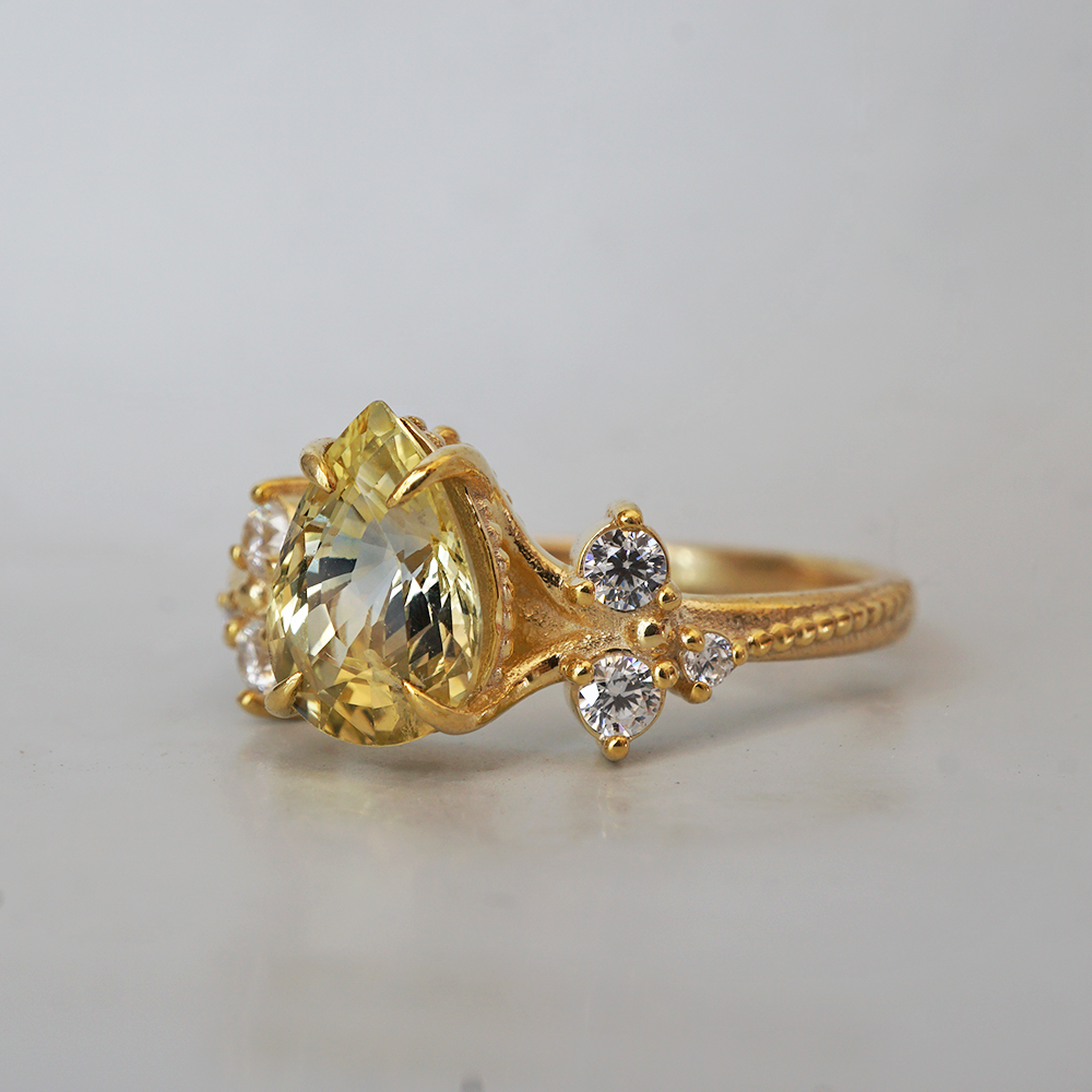 Golden Dawn Ring – Bi-Color Sapphire & Diamond Milgrain Gold Ring in ...