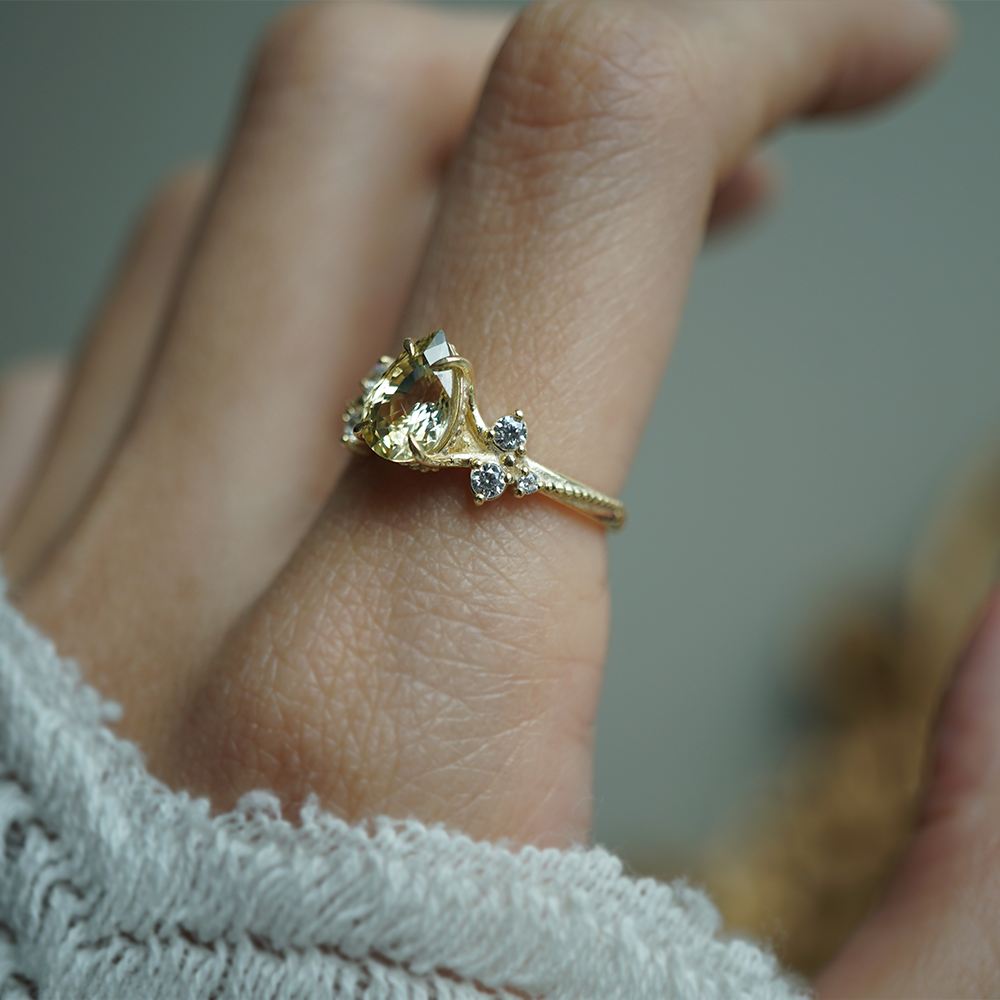 Golden Dawn Ring – Bi-Color Sapphire & Diamond Milgrain Gold Ring in ...