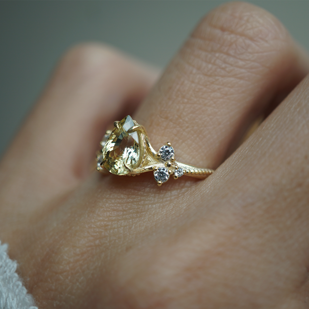 Golden Dawn Ring – Bi-Color Sapphire & Diamond Milgrain Gold Ring in ...