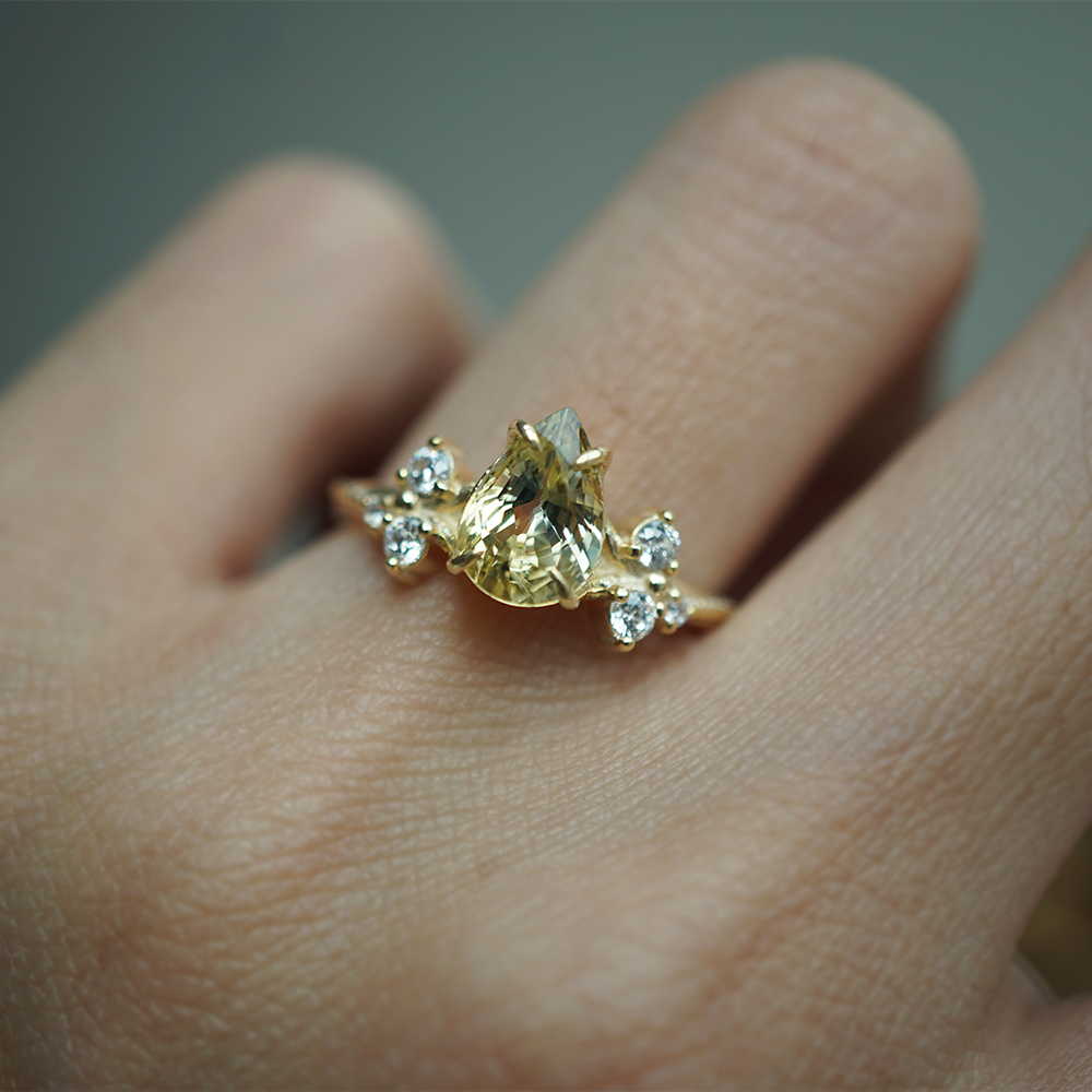 Golden Dawn Ring – Bi-Color Sapphire & Diamond Milgrain Gold Ring in ...