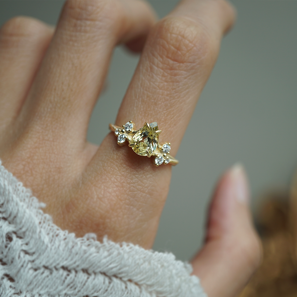 Golden Dawn Ring – Bi-Color Sapphire & Diamond Milgrain Gold Ring in ...
