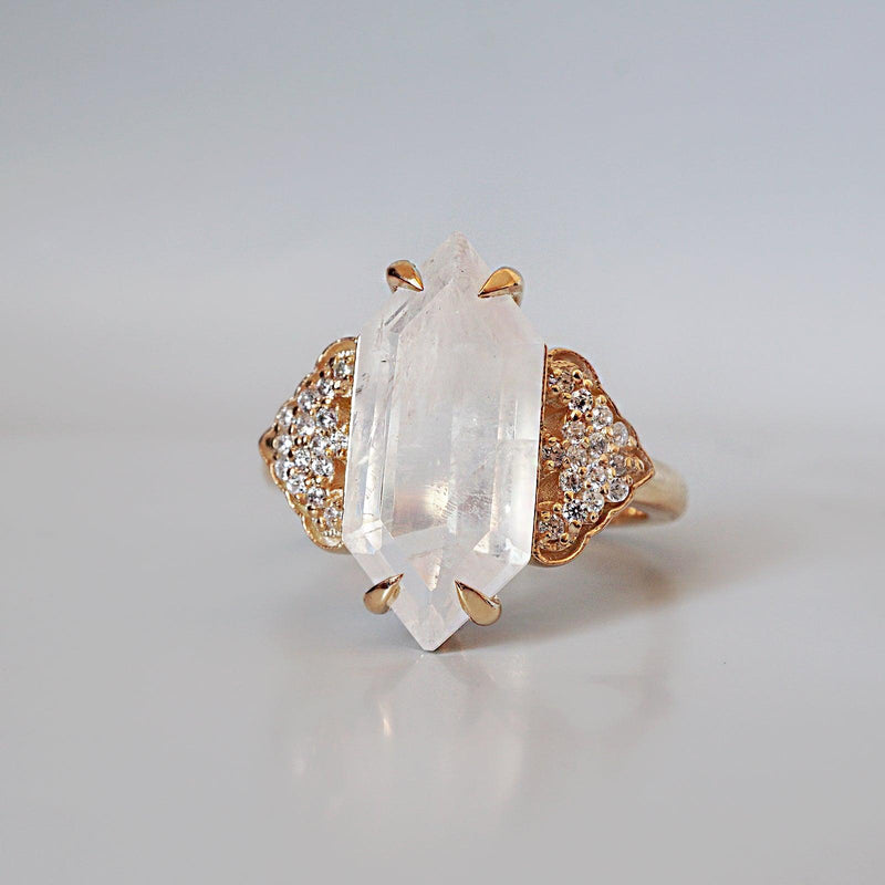 Frozen Moonstone Diamond Ring in 14K and 18K Gold – Tippy Taste Jewelry