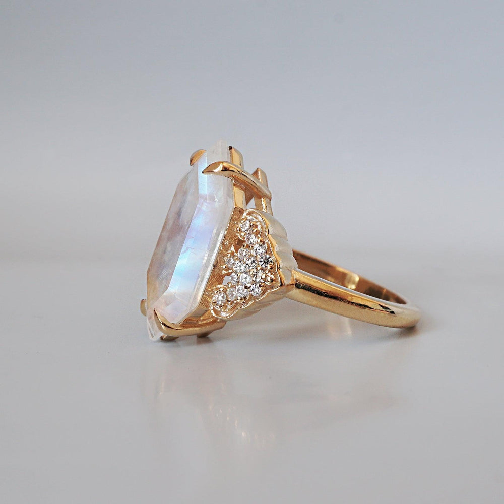 Frozen Moonstone Diamond Ring in 14K and 18K Gold – Tippy Taste Jewelry