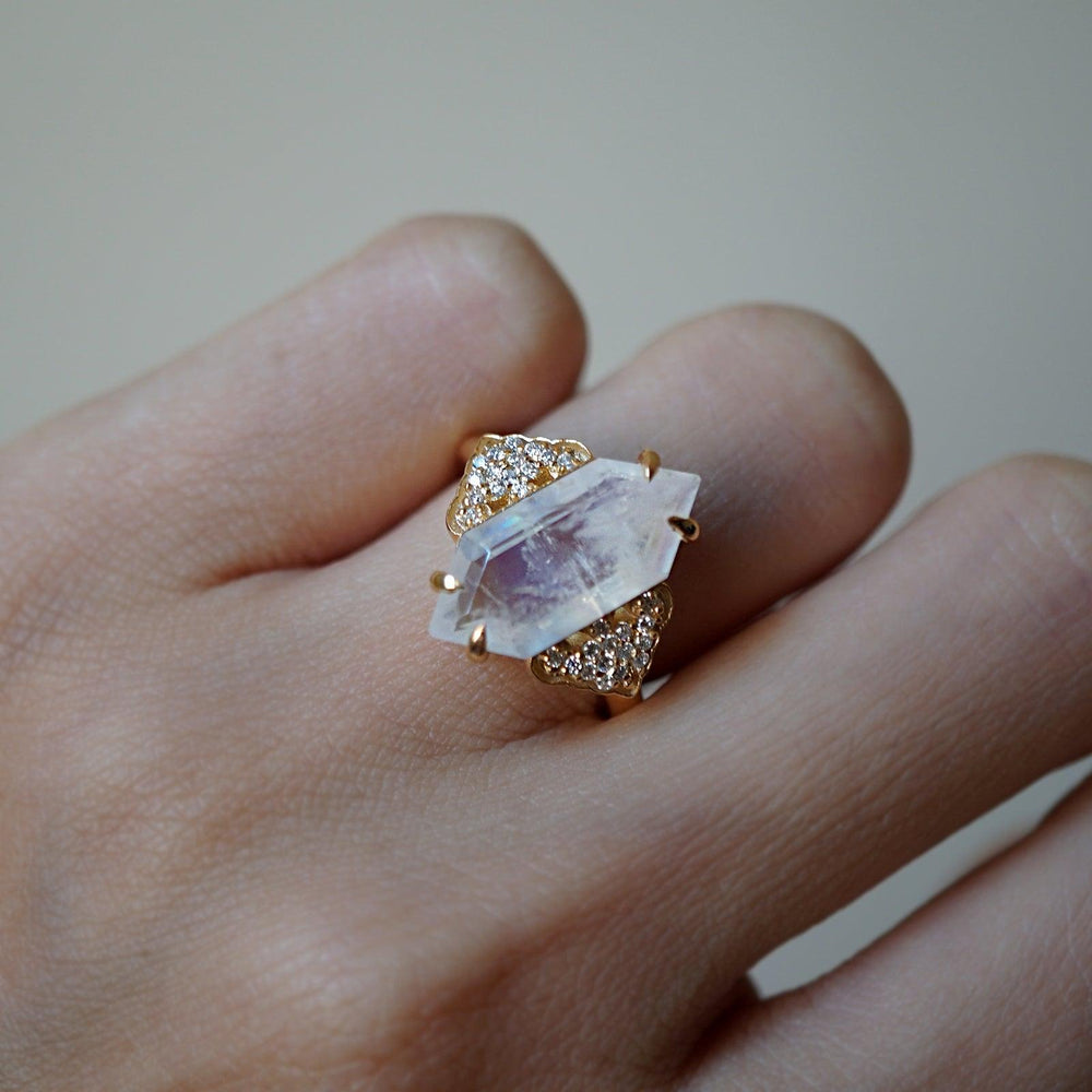 Frozen Moonstone Diamond Ring in 14K and 18K Gold – Tippy Taste Jewelry