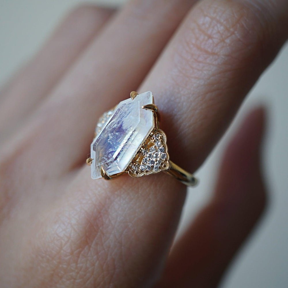 Frozen Moonstone Diamond Ring in 14K and 18K Gold – Tippy Taste Jewelry