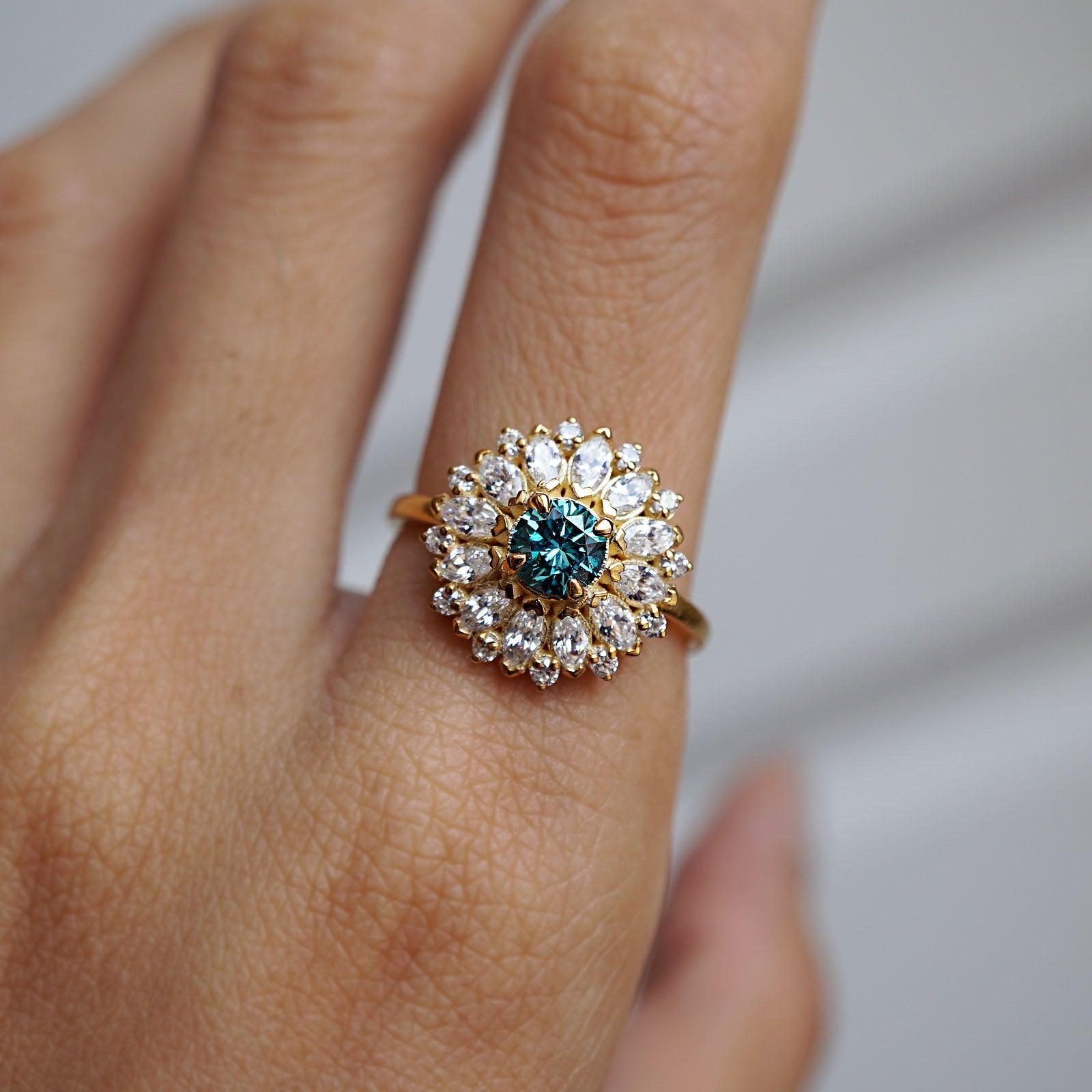 Dandelion Blue Diamond Ring