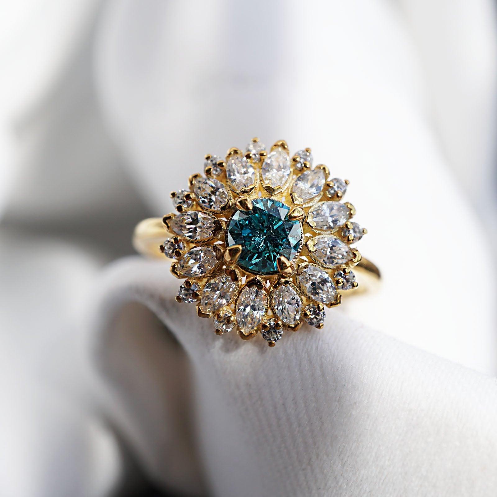Dandelion Blue Diamond Ring
