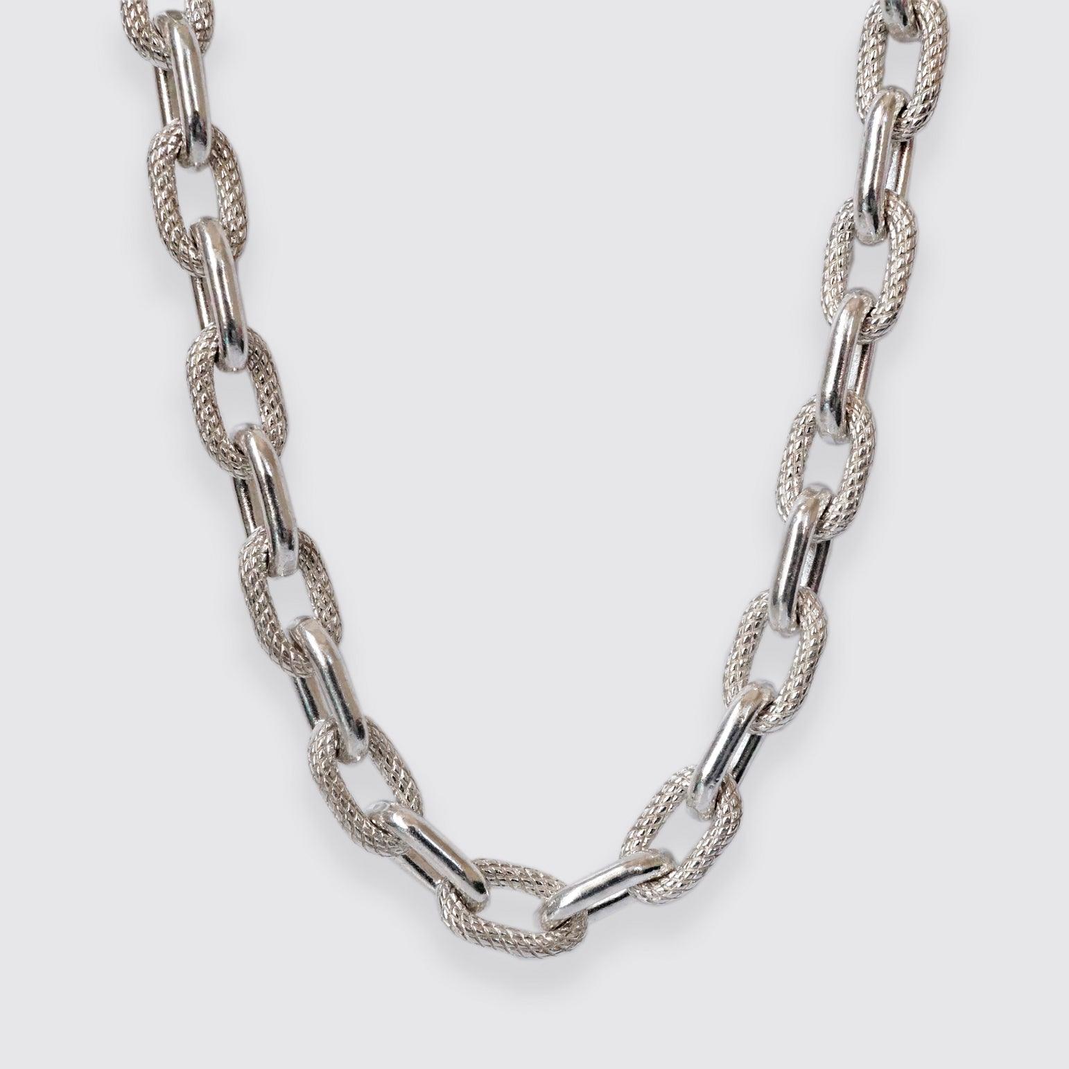 Oval Cobra Chain Necklace in Sterling Silver, 7.5mm