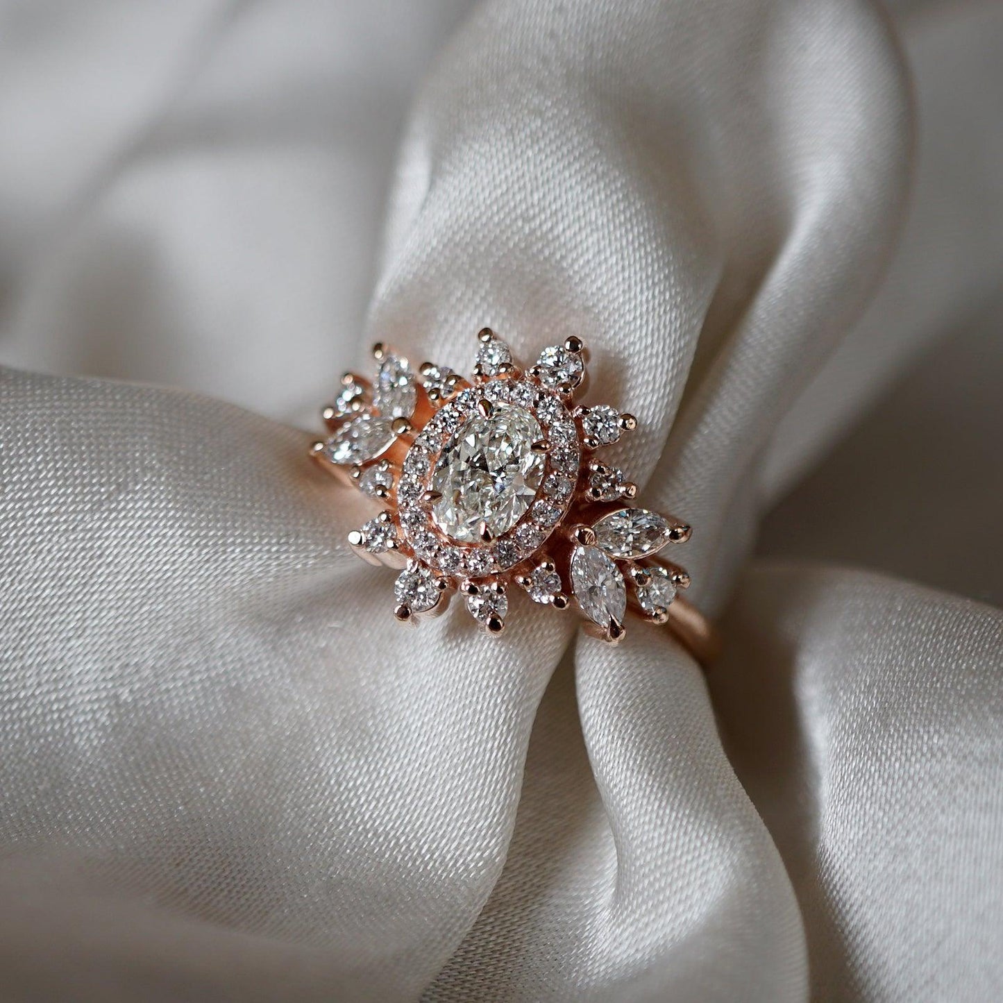 Coco Oval Diamond Ring in 14K and 18K Gold, 0.43ct (Natural Diamond or