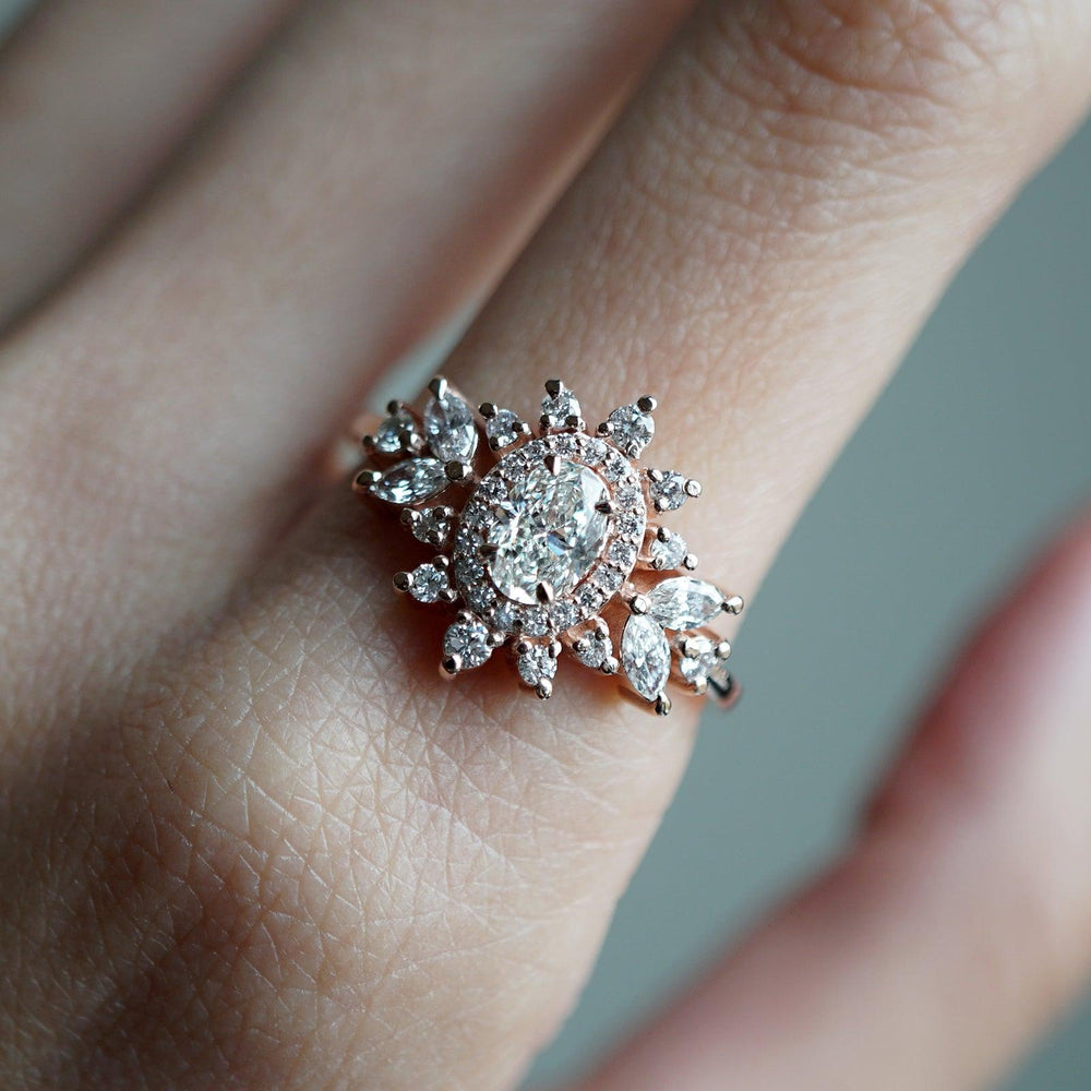 Coco Oval Diamond Ring in 14K and 18K Gold, 0.43ct (Natural Diamond or ...