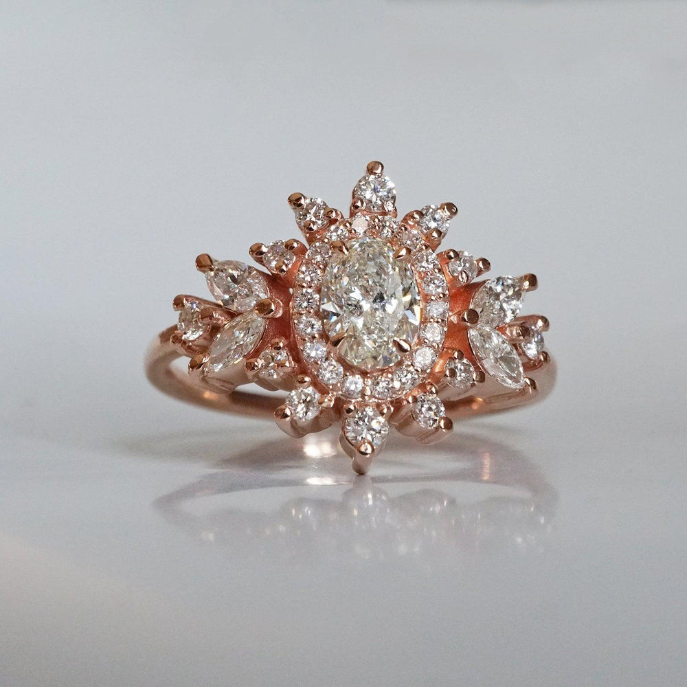 Coco Oval Diamond Ring in 14K and 18K Gold, 0.43ct (Natural Diamond or ...