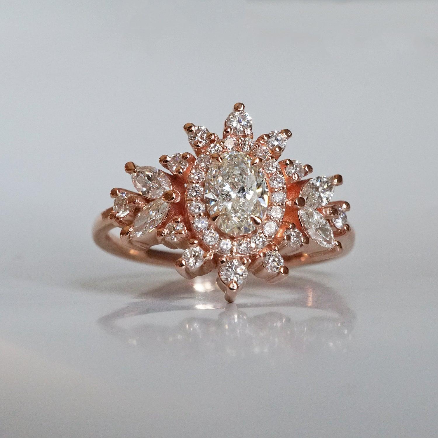 Coco Oval Diamond Ring in 14K and 18K Gold, 0.43ct (Natural Diamond or