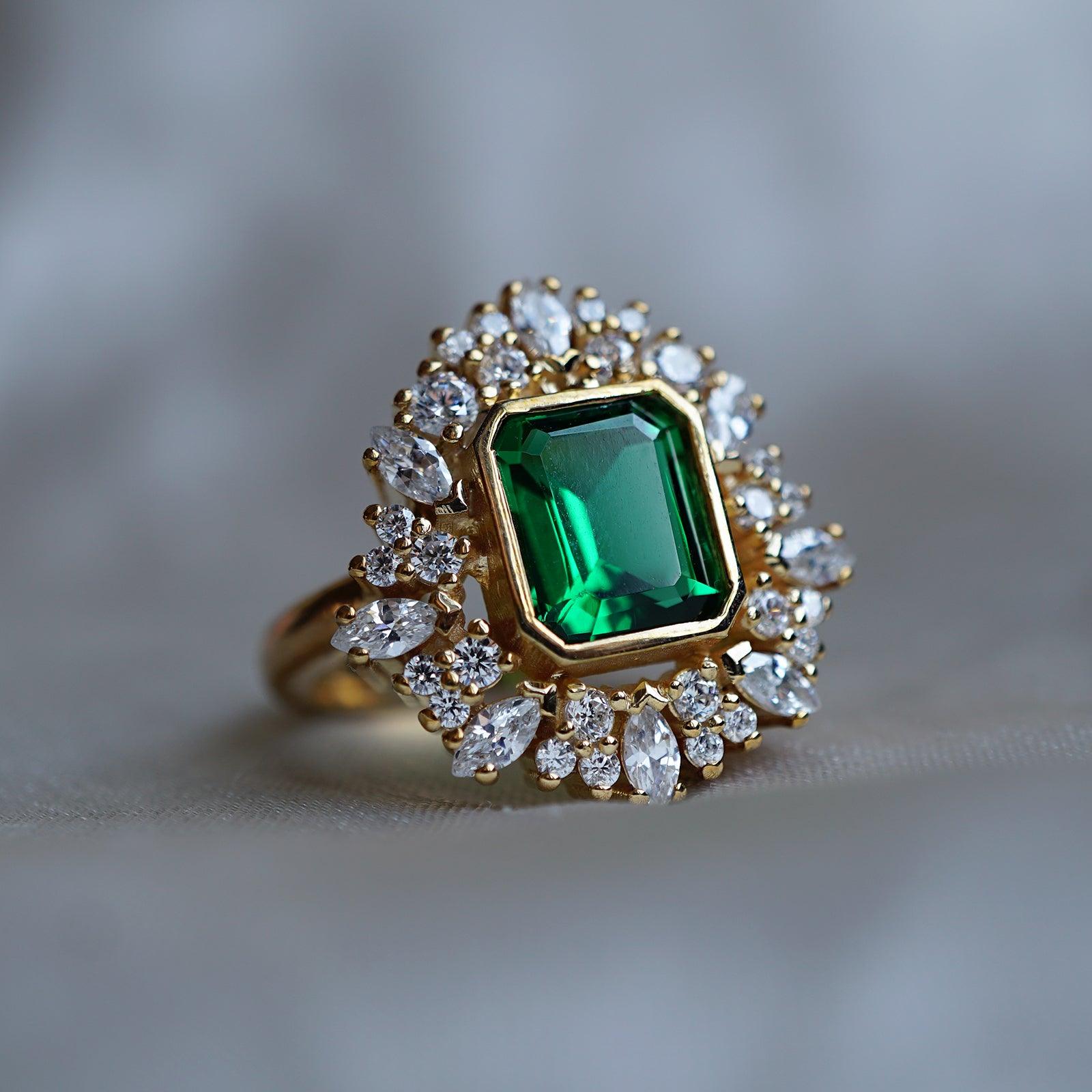 Forbidden Garden Emerald Diamond Ring in 14K and 18K Gold