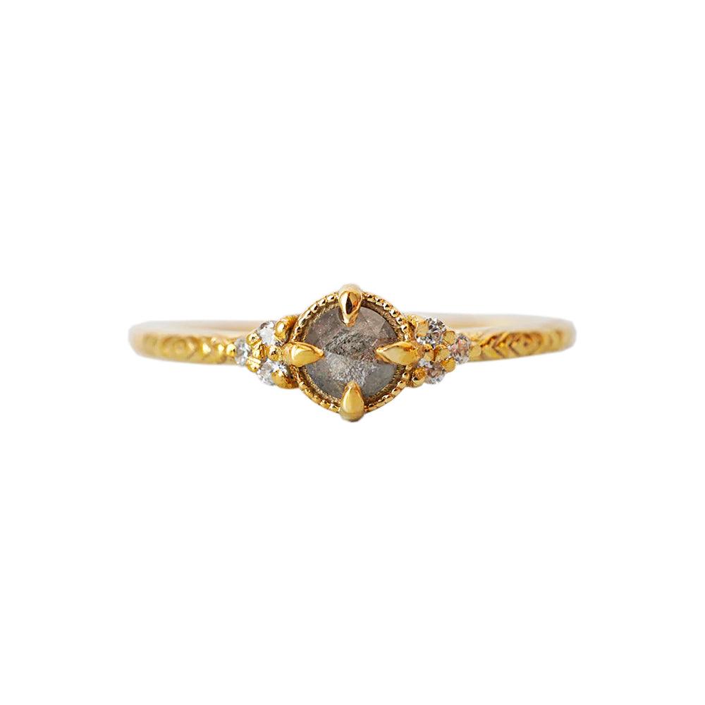 14K Gold Once Upon A Time Ring – Salt & Pepper Diamond Vintage Band ...