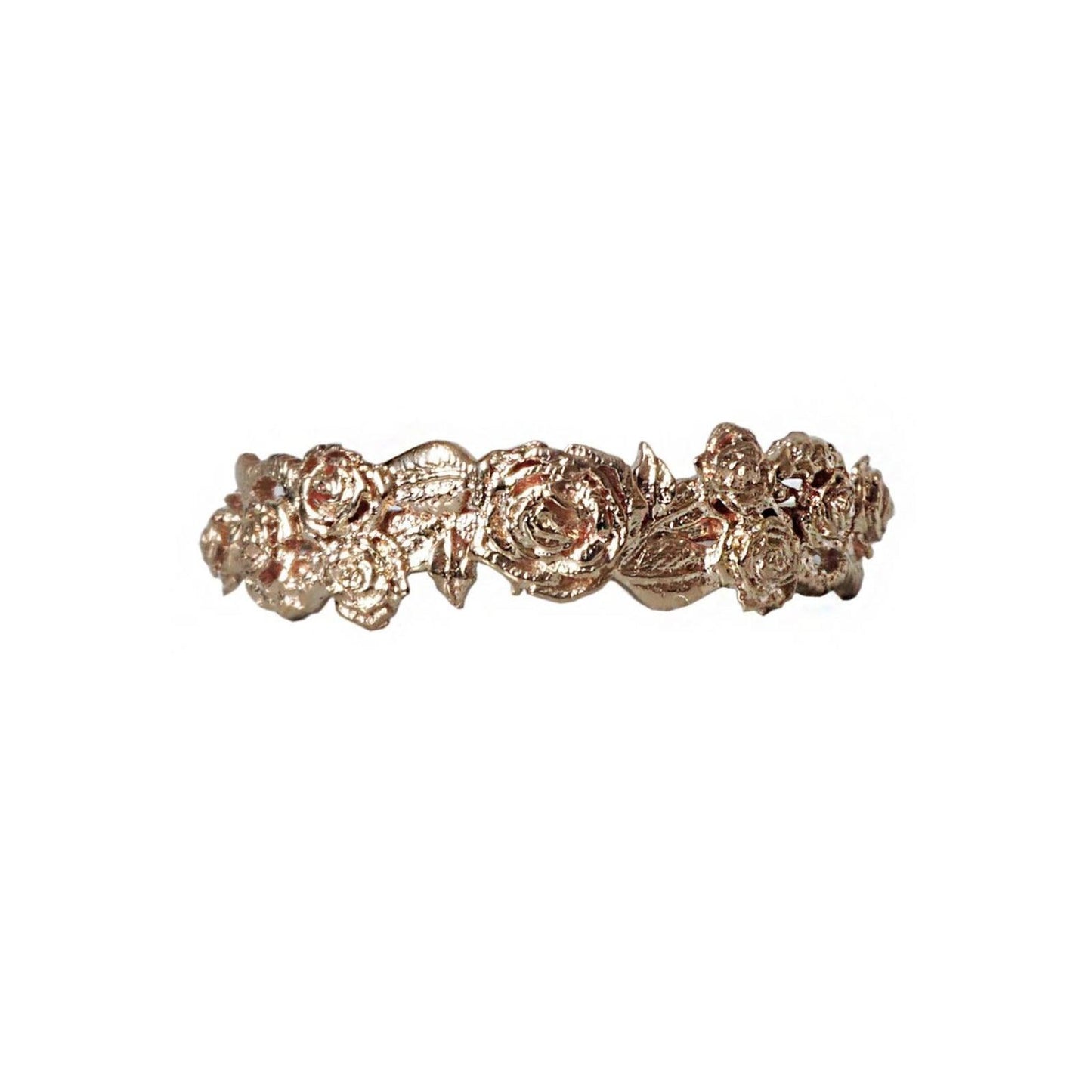 14K Gold Rose Ring Band – Sculpted Floral Design | Tippy Taste