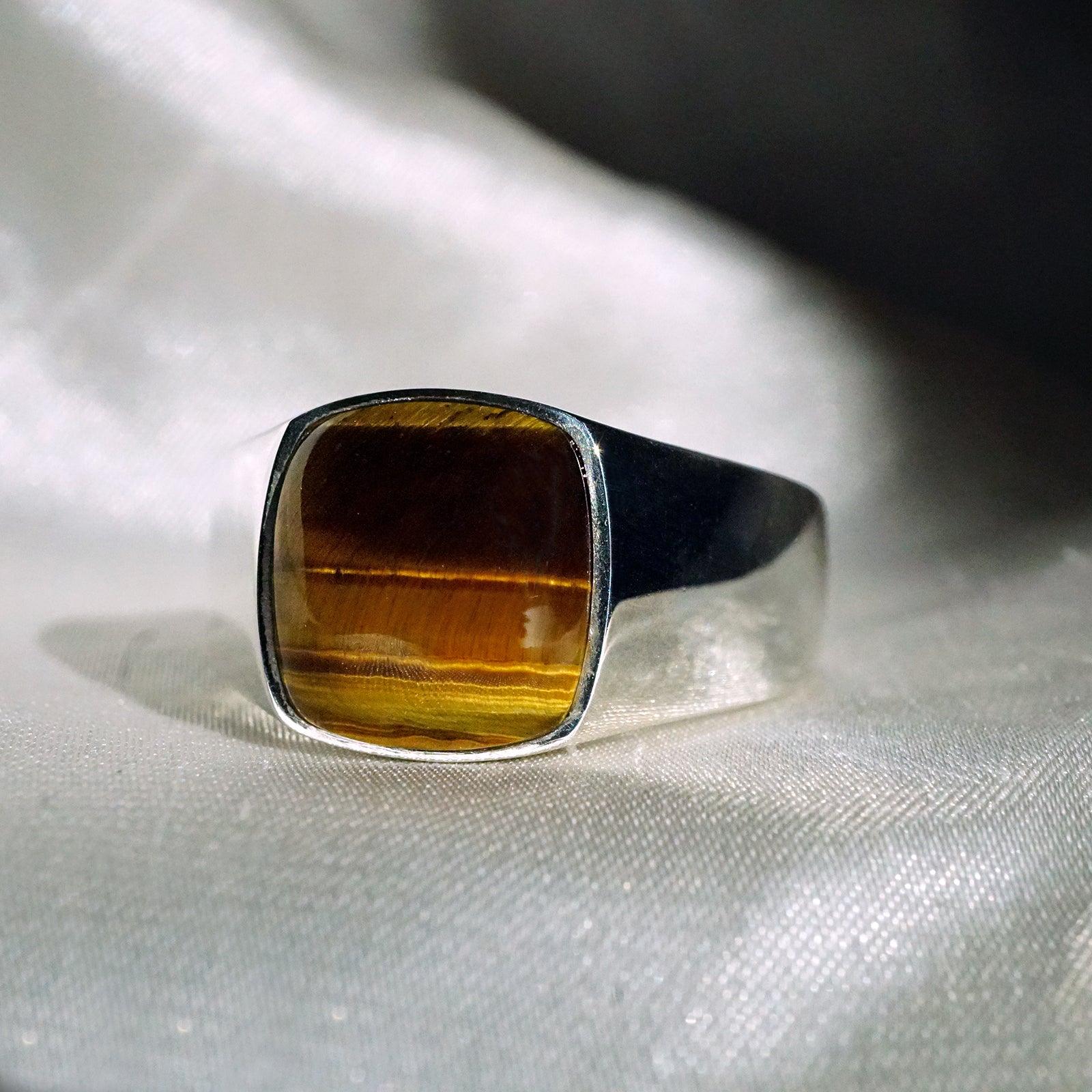 Exotic Signet Ring in Sterling Silver and 14K Gold, (3 stone choice)