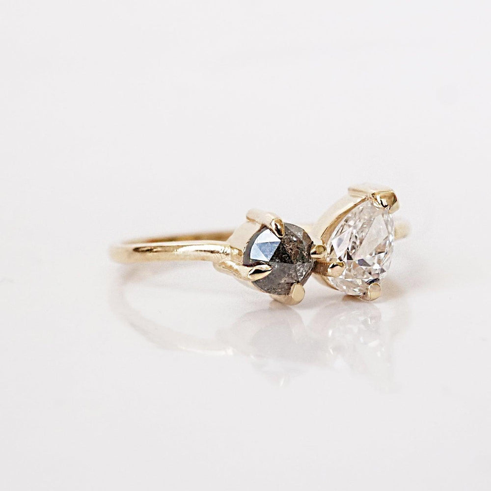 14K Toi et Moi Salt & Pepper Diamond Topaz Ring – Tippy Taste Jewelry